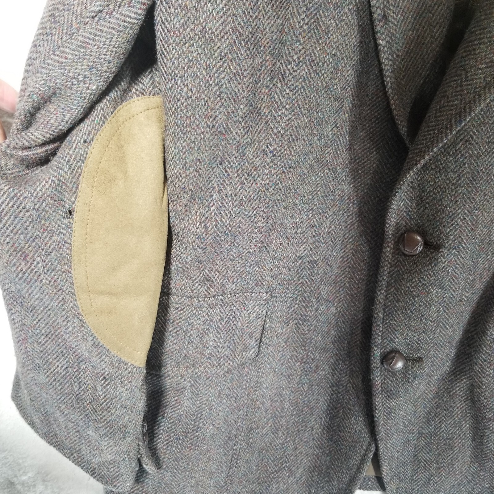 Pendleton Men Wool Tweed Gray Brown Elbow Patch Sportscoat Jacket Sz 42 ...