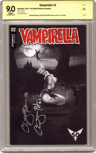 Vampirella Volume 5 #2G Dalton B&W 1:20 CBCS 9.0 SS Christopher Priest ...