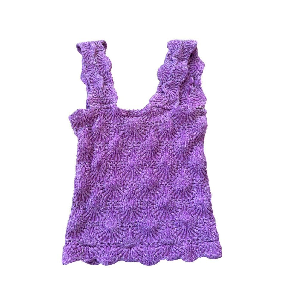 Free People Purple Textured Knit Crop Top Boho Coquette Soft Girl ...