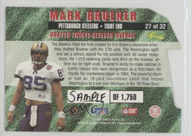 1995 Classic NFL Draft 1st Round Picks Sample /4500 Mark Bruener #27 ...