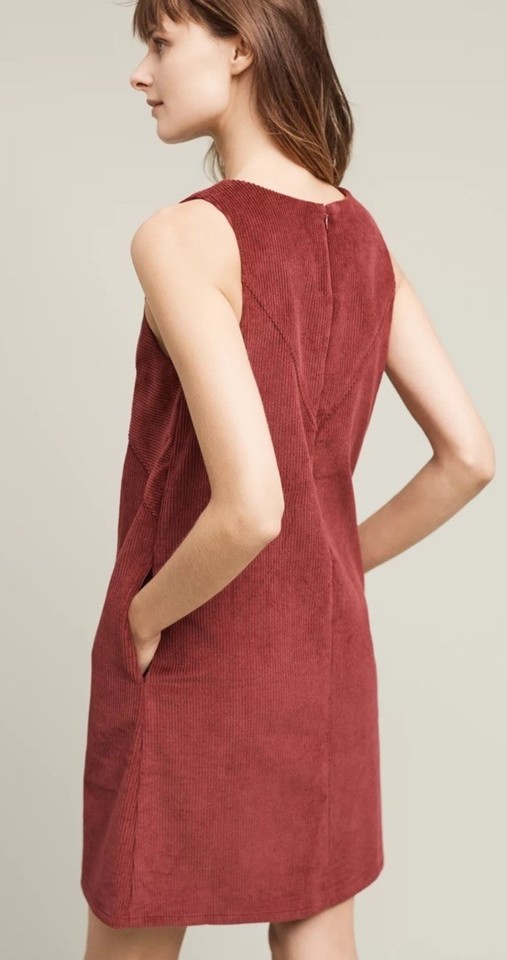 Maeve Anthropologie Liesl Corded Swing Sleeveless Burgundy Dress Sm ...