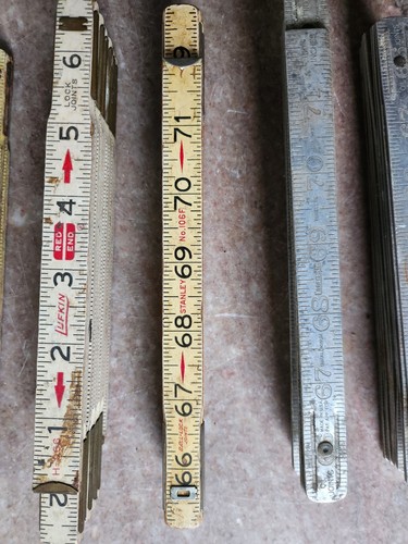 5 Vintage 6 Foot Folding Rulers Stanley, Lufkin, M.klein,(2) Metal ...