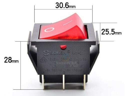 5PCS SOKEN RK1-01 6 pins Rocker Switch 16A 250VAC With Red Light | eBay
