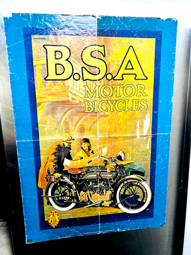 vtg 70s 80s B.S.A. Motorcycles English Italy Poster Brett Forer motor ...