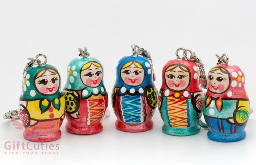 Russian Matryoshka Babushka Wooden Keychain souvenir toy hand painted ...