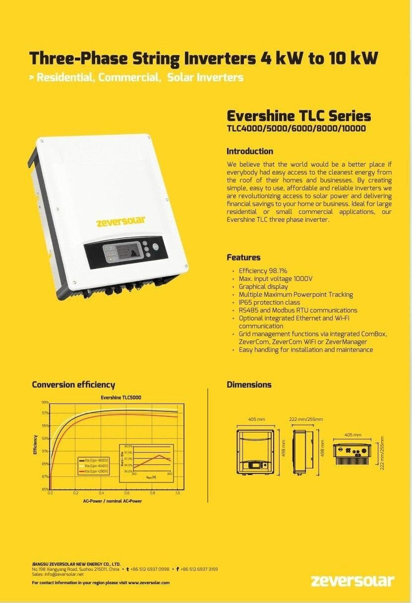 Zeversolar 4kW 3 Phase 2 MPPT Solar Inverter - TLC 4000 (Solar Inverter ...