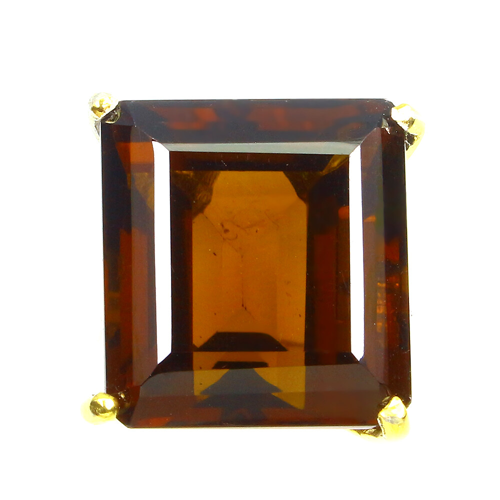 Handcrafted Octagon Unheated AAA Cognac Quartz 30.2ct 925 Sterling ...