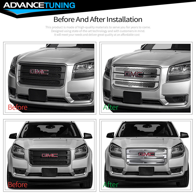 Fits 13-16 GMC Acadia Denali Style Grille Overlay 3 Bar Front Grill ...