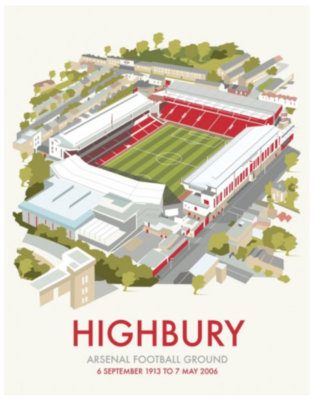 Highbury Arsenal Football Club Art Deco style Art Print - 14" Print | eBay