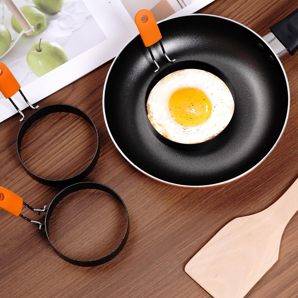 4 Pcs Non Stick Fried Egg Shaper Stainless Steel Pancake Ring Mold ...