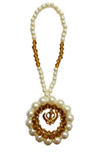 Indian Traditional Beautiful Golden Khanda Encircled in Pearls Car ...