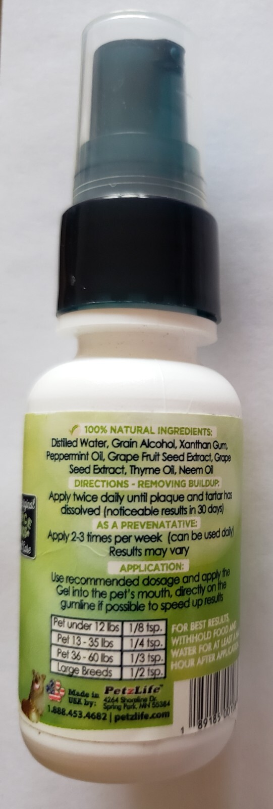 PetzLife DOG CAT ORAL CARE GEL 1 oz PEPPERMINT Attack Pet Tooth PLAQUE ...