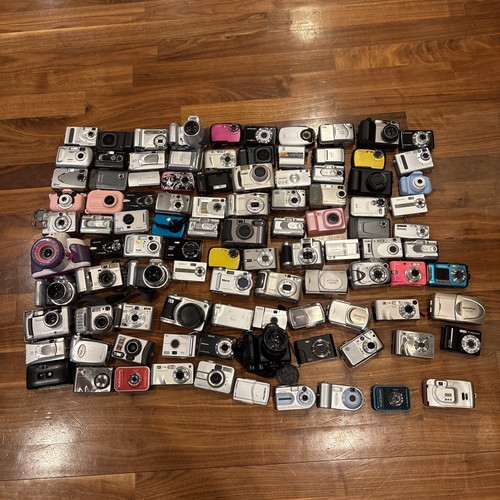 Lot of 100 UNTESTED Compact Digital Cameras. AS IS. Olympus, Kodak, HP ...