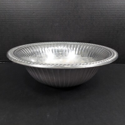 RWP Wilton Armetale Pewter Ribbed Serving Salad Bowl Flutes and Pearls ...