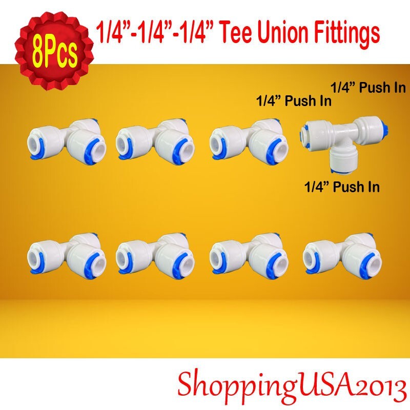 8 Pcs Quick Connect Tee Union Fitting 1/4" Push In Connector Water ...
