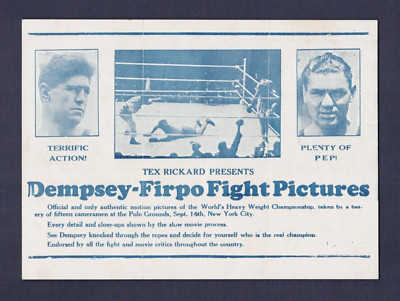 VERY RARE 1923 CHAMPIONSHIP JACK DEMPSEY vs LUIS FIRPO boxing FIGHT ...