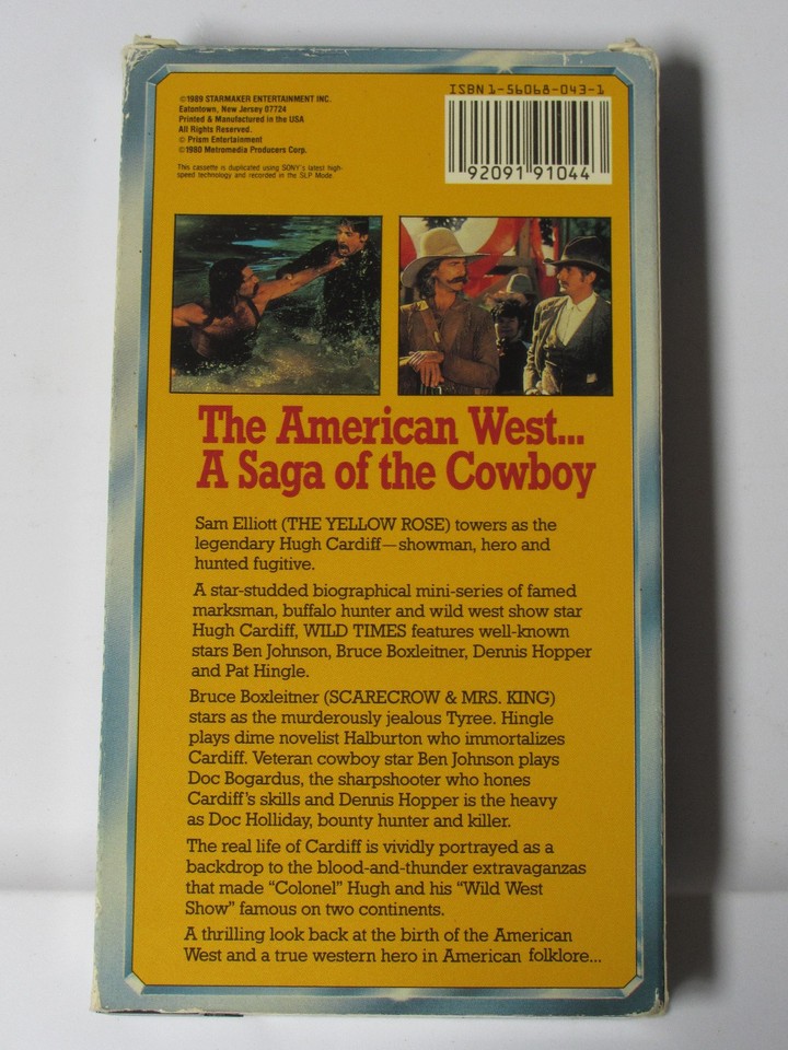 Wild Times (VHS, 1980) Sam Elliott, Dennis Hopper Ben Johnson Western ...