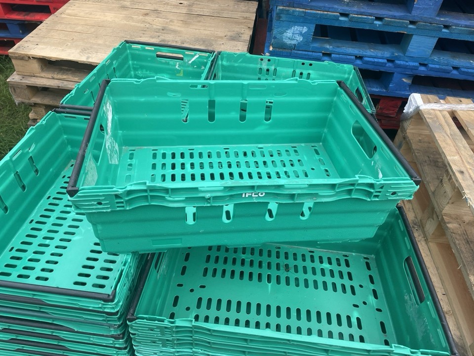 Bail Arm Plastic Crates 50-Pack, 60x40x20cm Stacking Trays | eBay UK