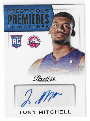 2013-14 Panini Prestige Premieres Auto #38 Tony Mitchell RC Detroit Pistons | eBay