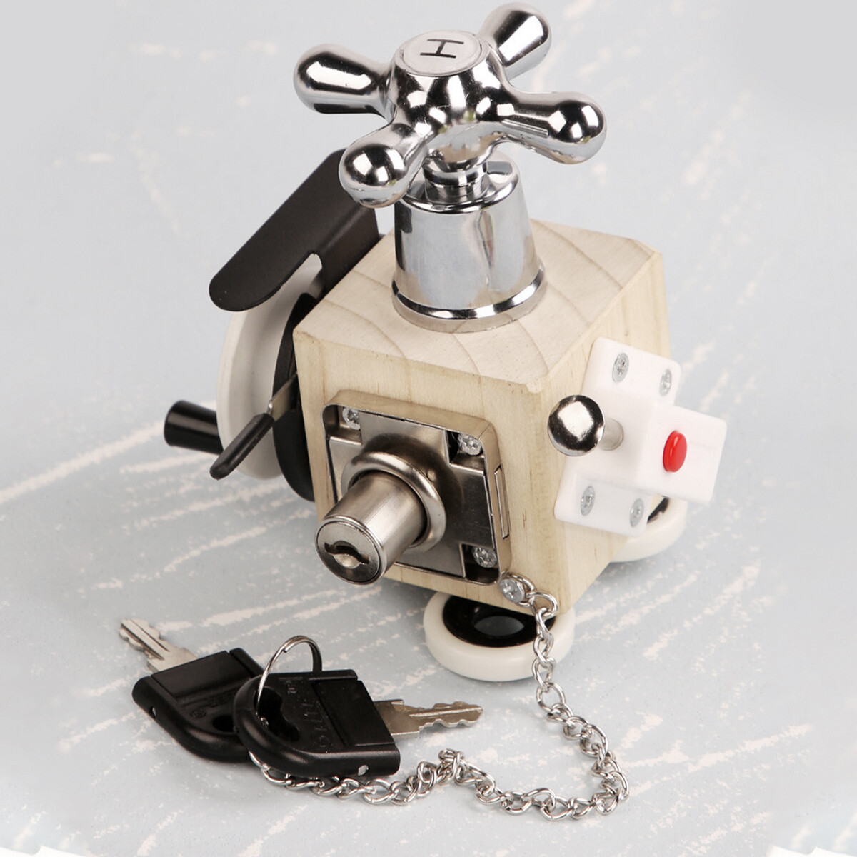 Montessori/Wooden Lock Box Busy Board Activity Cubes Kids Educational ...