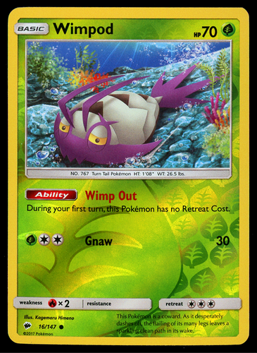Pokemon Card Burning Shadows Wimpod 16/147 Reverse Holo Common - NM | eBay