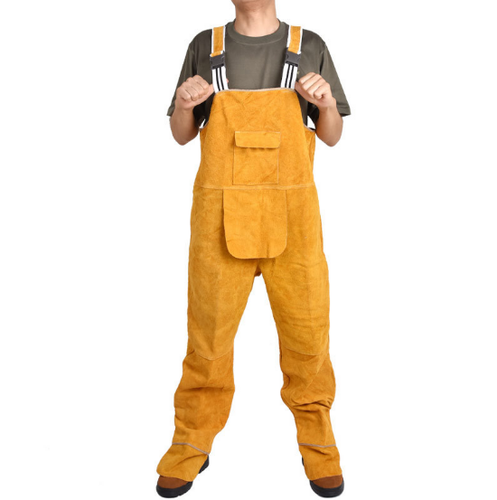 Welding Clothing Men Bib Overalls Coverall Protective Leather Welder ...