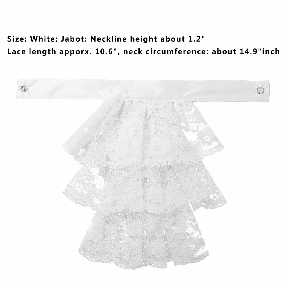 Lace Jabot Victorian Renaissance Ruffle Neck Collar Colonial Costume ...