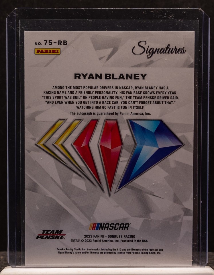 Ryan Blaney 2023 Donruss Racing 75-RB 75th Anniversary Signatures ...
