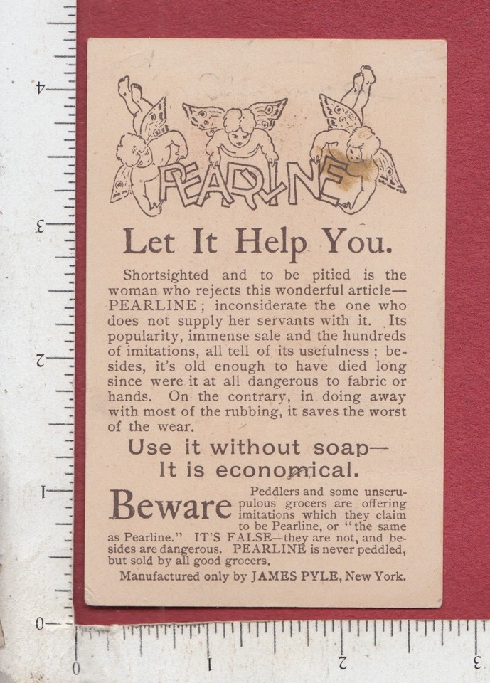 9170 Pearline soap trade card James Pyle girl playing comb music dog ...