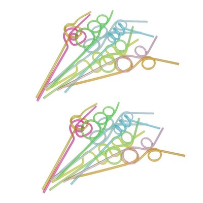 Pack of 40 Crazy Colors Curly Drinking Straws Sipping Straws | eBay UK