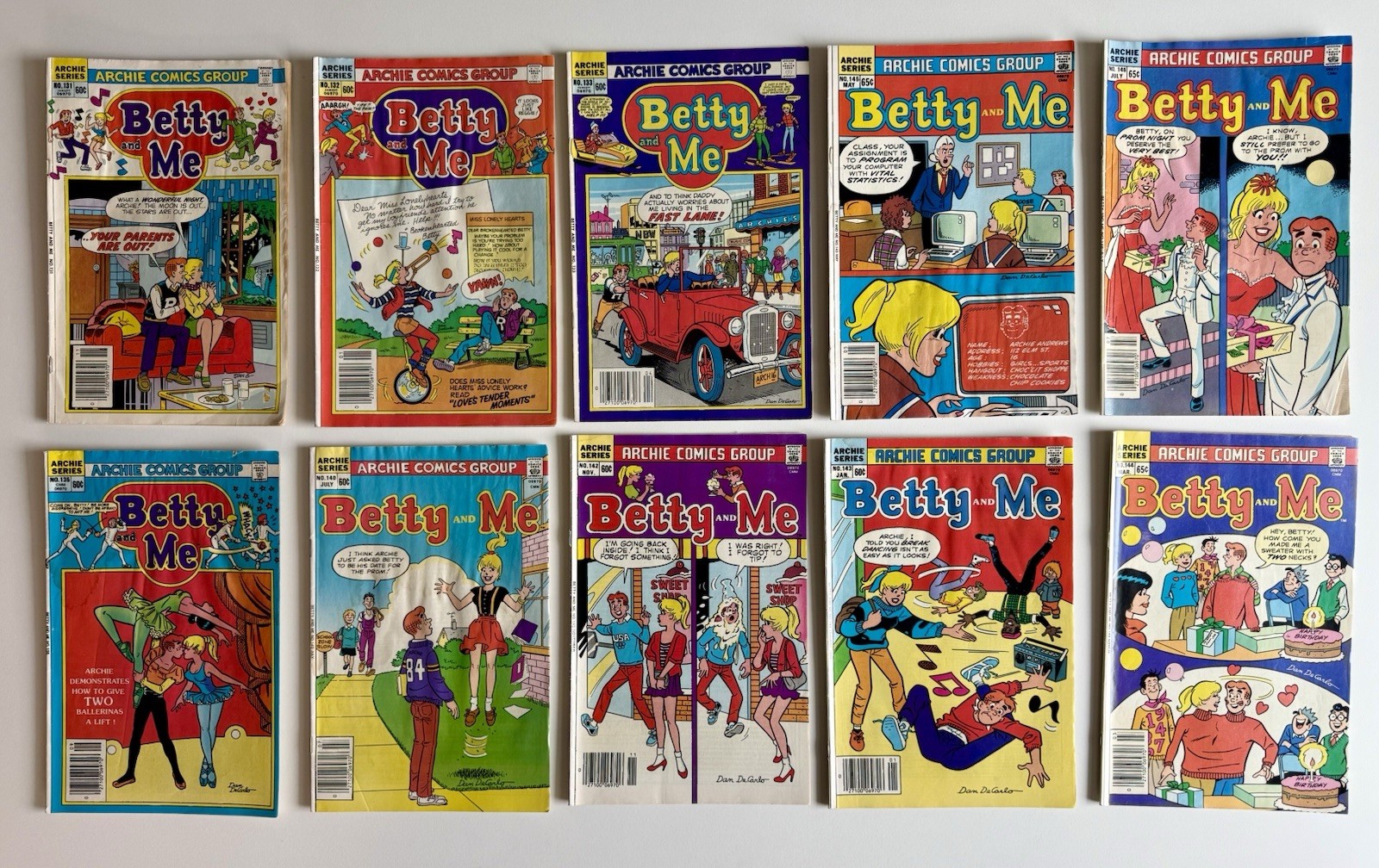 BETTY AND ME 10 Comics Lot #s 94, 117, 123, 124, 126, 128, 130 LOW ...