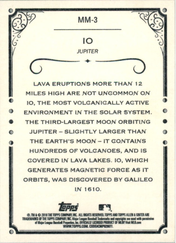 2018 Topps Allen and Ginter Magnificent Moons #MM3 Io - Jupiter - BB | eBay