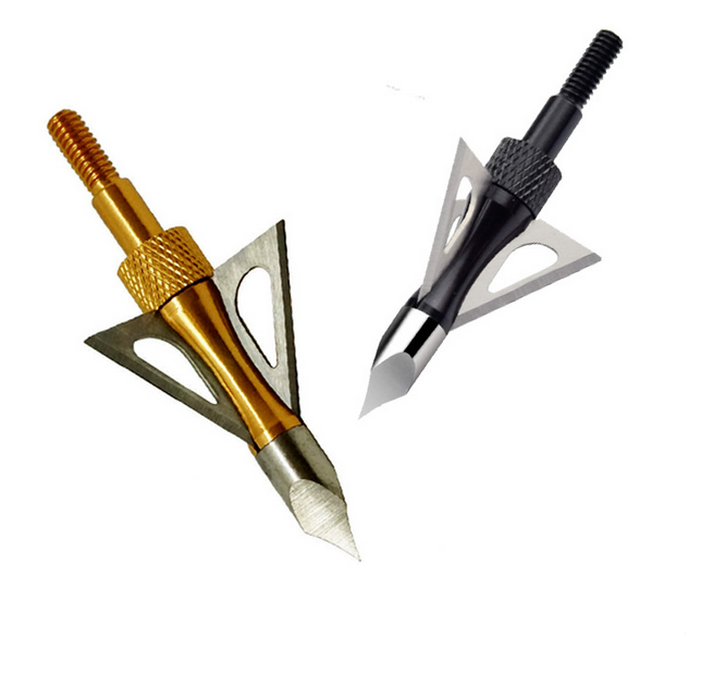 12pcs Archery Broadheads 100 grain Steel 3-blade hunting Arrow Heads ...