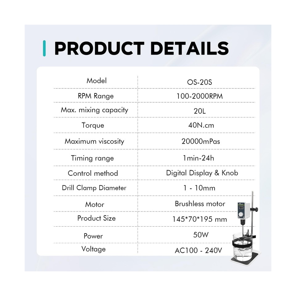 LAB FISH Overhead Stirrer Lab Stirrer | Stirring Rod and Stainless ...