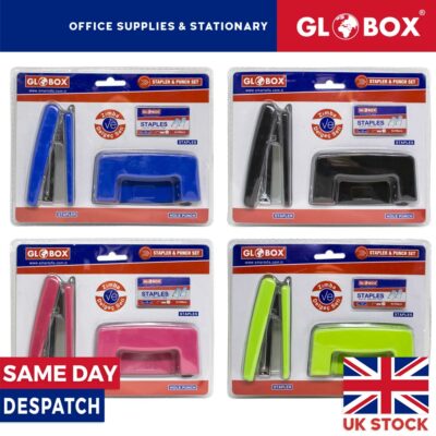 Metal Stapler and Hole Punch + 500 Staples - Desk Set - School and ...