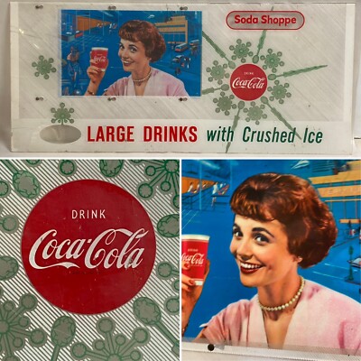 Unusual 1950s Coca-Cola Reverse on Lucite Sign lovely lady holding cup ...