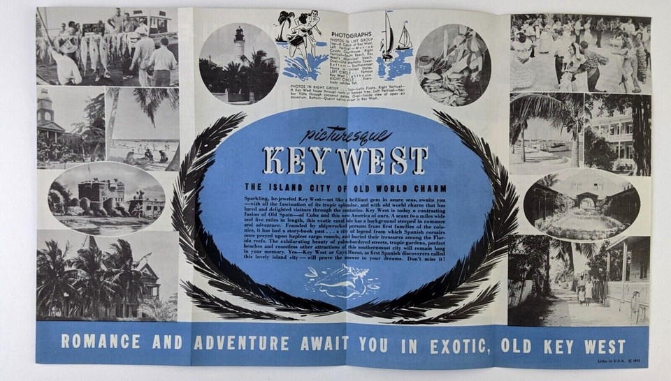 1952 Florida Greyhound Bus Lines Key West Tours Overseas Hwy VTG Travel ...