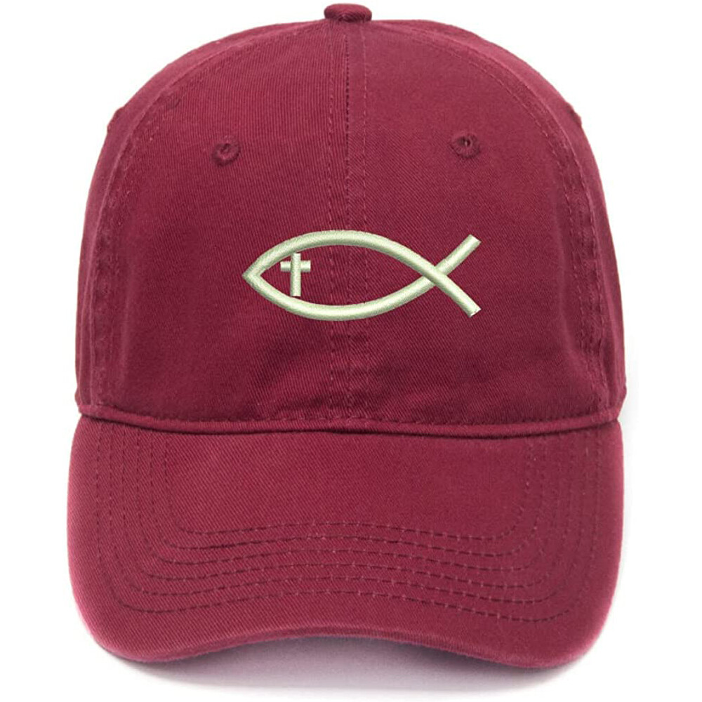Embroidery Hat Cotton Casual Men's Baseball Cap Jesus Christian Fish ...
