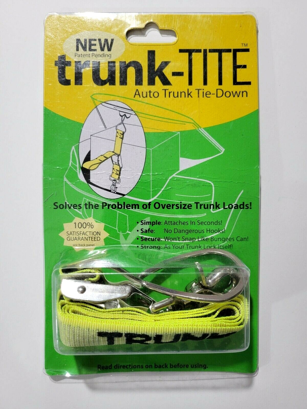 Trunk Tite Auto Tie-down Adjustable Car Strap Move Oversize Loads Safe ...