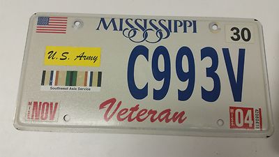 2004 MISSISSIPPI Veteran License Plate C993V | eBay