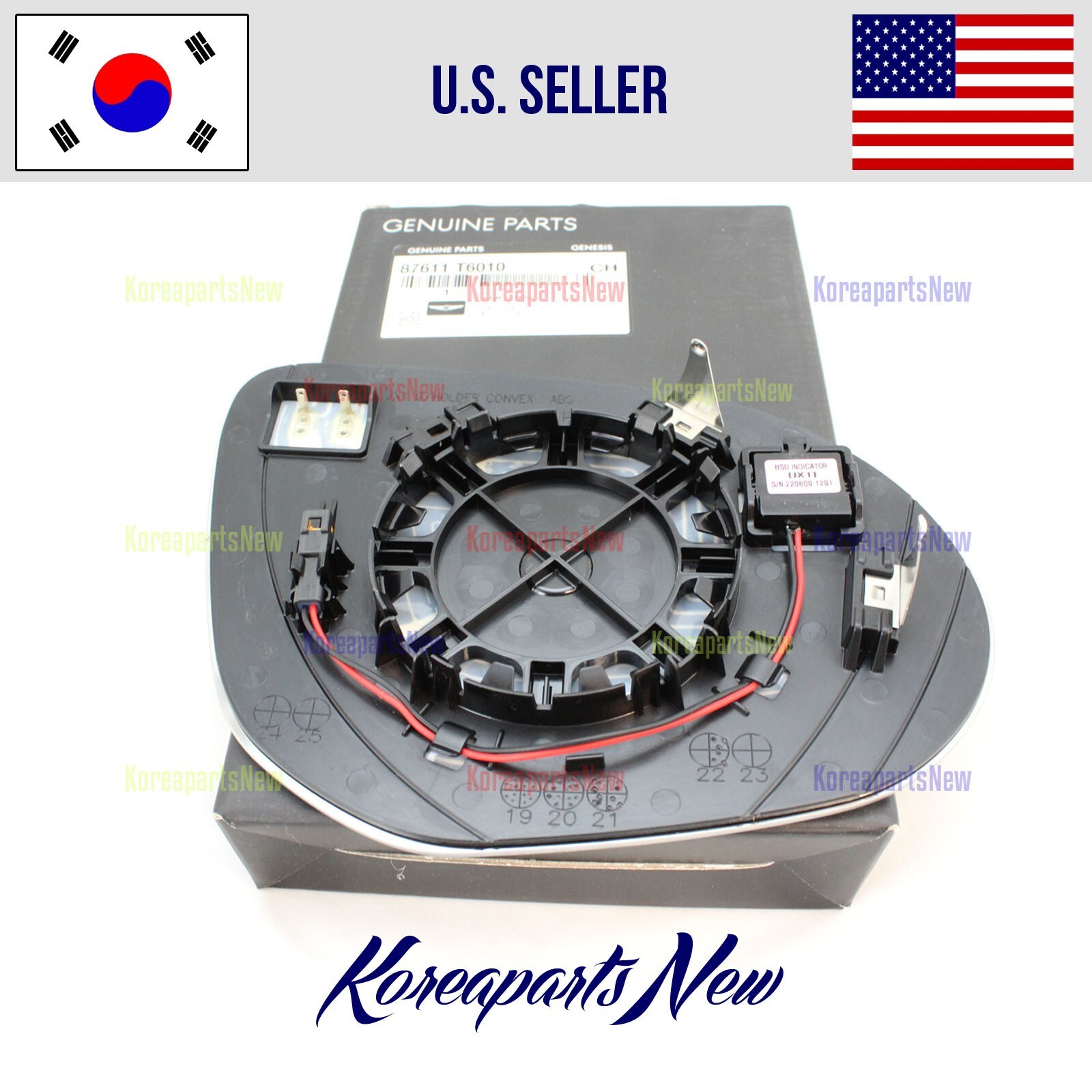 Mirror GLASS Holder Left DRIVER Side HTD + BSD ⭐GENUINE⭐ Genesis GV80 ...