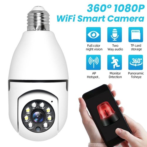 Full HD 1080P Wireless Wifi IP Camera E27 Bulb Home Security Lamp Light ...