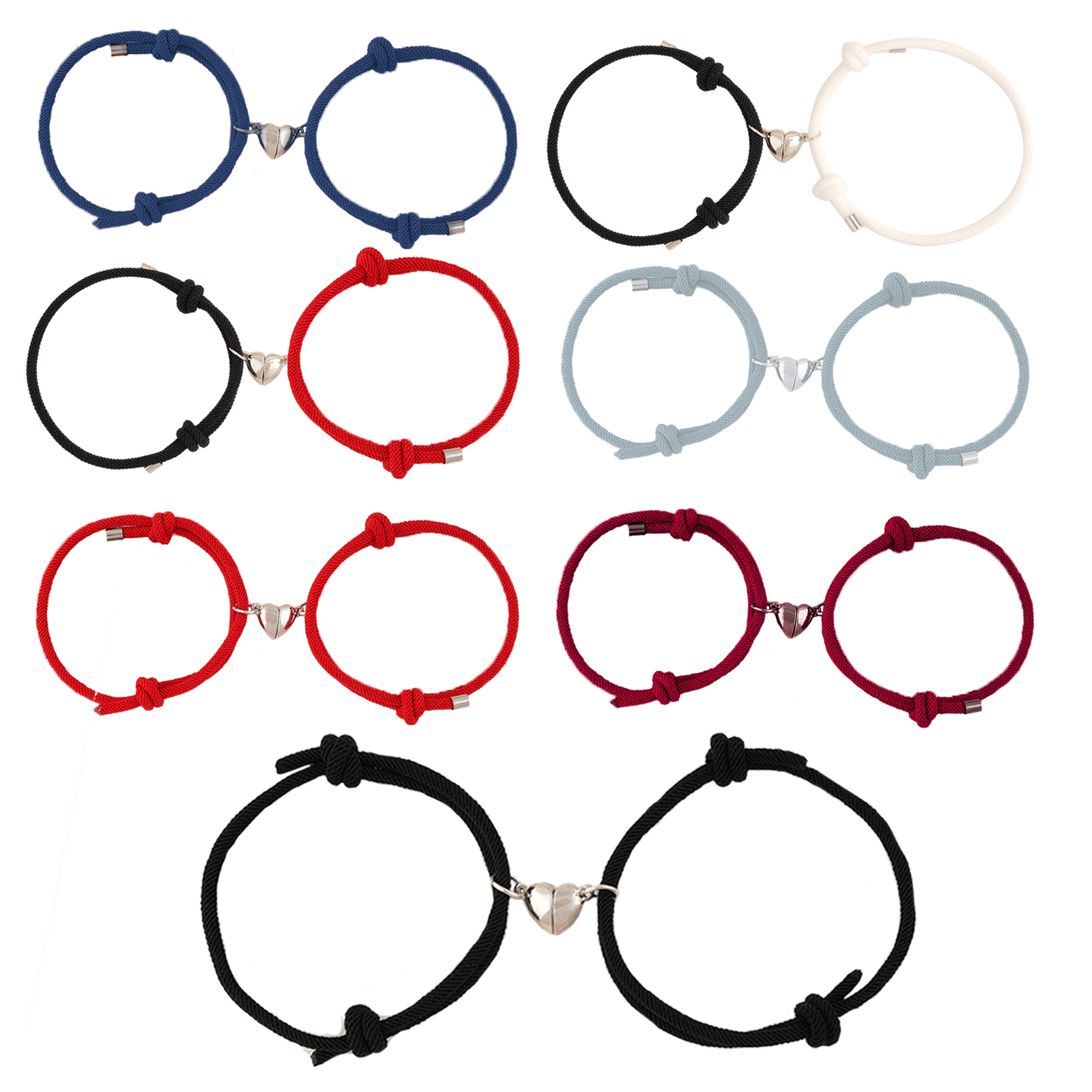 2× Couple Matching Heart Charm Magnetic Bracelet Promise for Girlfriend ...