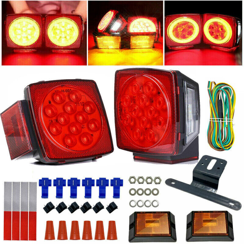 Led Rear Submersible Trailer Tail Lights Kit Boat Marker Truck Round ...