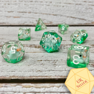 7 Piece DnD Poly Dice Set With Rubber Ducks | Green Pond Duckie Dice 🦆 ...