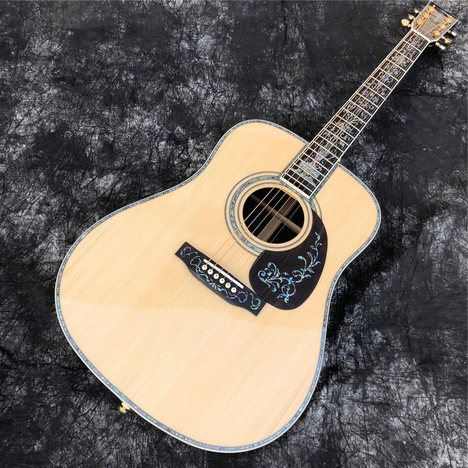 NEW 41 Inch Solid Spruce Acoustic Guitar Abalone Flowers Inlay Rosewood ...