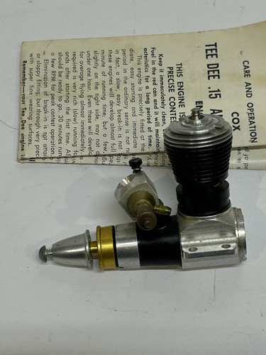 Vintage Control Line Model Airplane Engine Cox .09 R/C W/ Tarno Carb ...