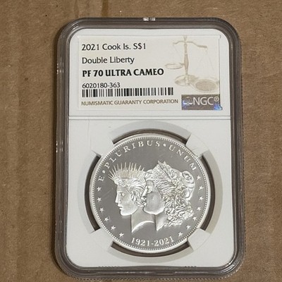 2021 Cook Islands Double Liberty Coin .999 Silver NGC PF 70 1/2oz ...