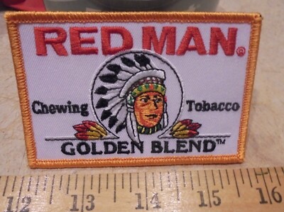 REDMAN GOLDEN BLEND CHEWING TOBACCO CLOTH IRON-ON PATCH 3 7/8 BY 2 .5 ...