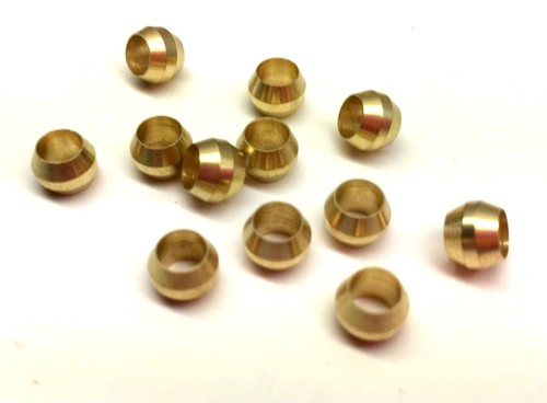 ID 4mm x 12pcs Brass Compression Sleeve Ferrule Olive Barrel Ring Soft ...